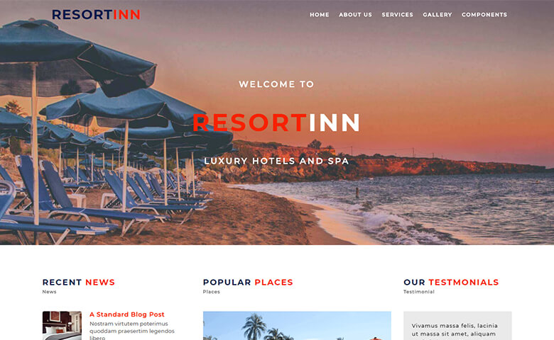 ResortIn HTML5 Free Resort Website Template ThemeVault