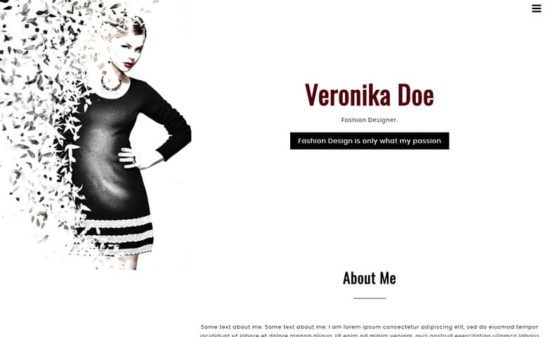 VeronikaDoe HTML5 Fashion Design Portfolio Template ThemeVault
