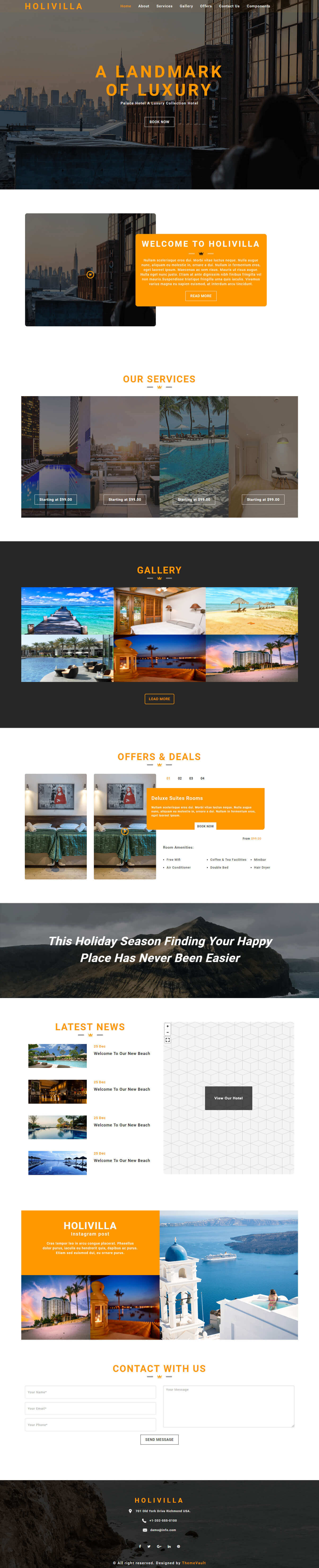 HoliVilla - Responsive Hotel Website Template HTML5 | ThemeVault