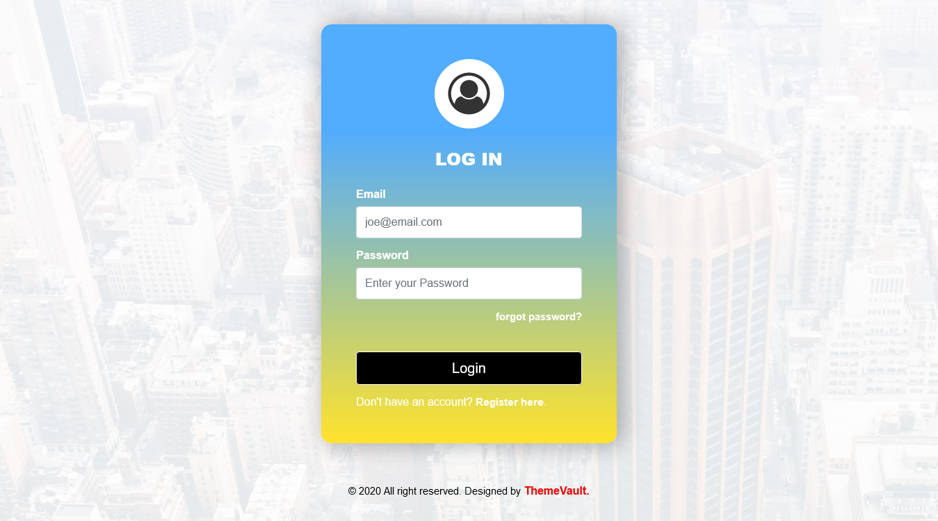 HTML5 CSS3 Responsive Login Form Template